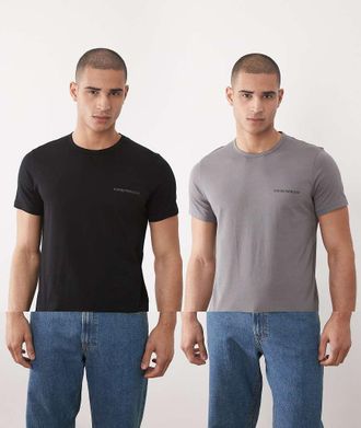 Emporio Armani Bodywear - Lot de 2 t-shirts &agrave; logo - Noir et gris