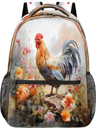 Generic Coq Aquarelle Animal Fleur Sac &Agrave; Dos Antivol Sacs A Dos L&eacute;ger Sacs D&Eacute;cole Pour Ordinateur Portable Femme V&eacute;lo 29X40Cm