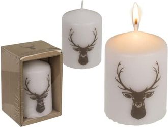 Out of the Blue Stumpenkerze, Hirschkopf, ca. 6 x 8 cm, in Kraftpapierverpackung