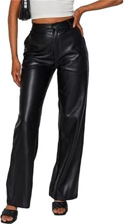 Generic Pantalons habill&eacute;s pour Femmes Pantalons en Similicuir pour Femmes Pantalon Taille Haute Leggings en Cuir Pantalon &eacute;vas&eacute; &agrave; Pattes d&eacute;l&eacute;phant