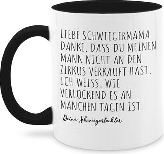 Shirtracer Tasse Tassen 325ml - Beste Schwiegermama Geschenk Schwiegermutter lustig von Schwiegertochter I - 325 ml - Schwarz - geburtstag schwiegermutter-gesche