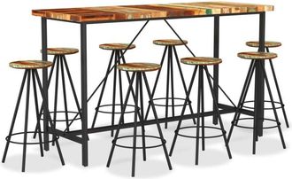 vidaXL 9-tlg. Bar-Set Recyceltes Massivholz vidaXL