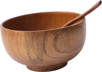 Cabilock 2st&uuml;cke Holzsch&uuml;ssel-set Mit L&ouml;ffeln Reissch&uuml;sseln Und Beh&auml;ltern F&uuml;r Obstsalat Und Gem&uuml;se Umweltfreundliches Geschirr F&uuml;r Hause Und Restaurant