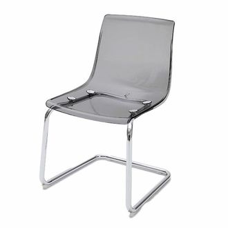 Generic Esszimmerstuhl aus transparentem Acryl, Geisterstil mit silbernen Metallbeinen, moderner Kunststoff-Stuhl, für Hochzeiten und Restaurantbankette