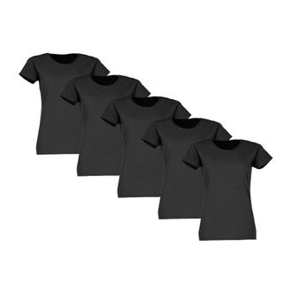 Fruit Of The Loom 5er Pack Ladies&acute; Valueweight T Damen T-Shirt, Black, XXL