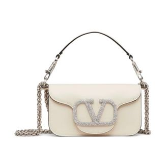 Valentino Garavani Femme, Sacs, Beige, Taille: ONE Size Loc&ograve; Small Leather Shoulder Bag