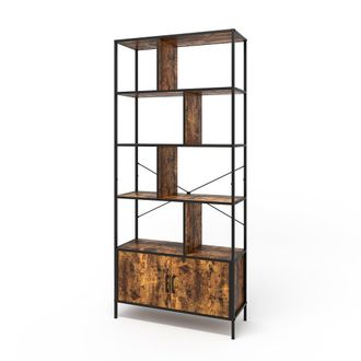 Vicco Raumteiler Fyrk, B&uuml;cherregal stehend, Eiche rustikal, 80 x 180 cm mit 2 T&uuml;ren