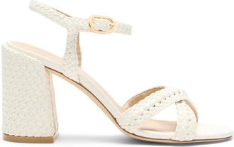 Stuart Weitzman Femme, Chaussures, Beige, Taille: 37 1/2 EU Alyssa Woven Block 85 Sandal