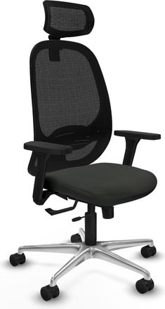 Piqueras y Crespo Bequemer Schreibtischstuhl aus Netzstoff, verstellbar, mit schwarzen Armlehnen, h&ouml;henverstellbare Lendenwirbelst&uuml;tze und h&ouml;henverstellbares Kopfteil, 