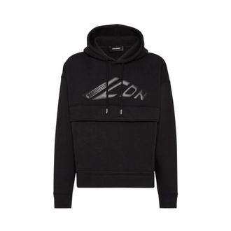 Dsquared2 Loose Fit Hoodie mit K&auml;ngurutasche - - Sweatshirts & Hoodies - Herren - Schwarzk - M
