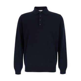 KANGRA Homme, Tops, Bleu, Taille: L Polo bleu en laine m&eacute;rinos &agrave; quatre boutons pour homme