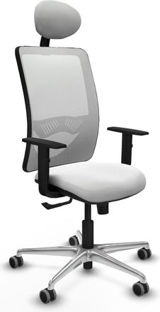 Piqueras y Crespo Wei&szlig;er Computerstuhl Zulema mit 1D-Armen, h&ouml;henverstellbarer Lendenwirbelst&uuml;tze und festem Kopfteil, ausgestattet mit 3 Positionen und Schneidschaum, 