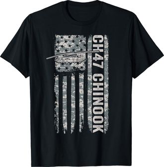 The Salty Veteran CH-47 Chinook Amerikanische Flagge Hubschrauber Camo Chinook T-Shirt
