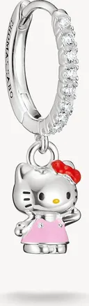 Thomas Sabo Hello Kitty boucle doreille cr&eacute;ole simple avec zirconia blanc en argent, noir, rose
