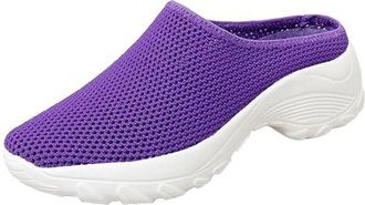 Generic Sabots pour femme en maille tricot&eacute;e respirante - Chaussures compens&eacute;es l&eacute;g&egrave;res - Chaussures minimalistes de couleur unie - Chaussures de marche &agrave; enf