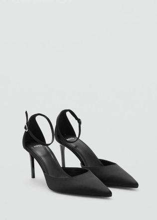 Mango Satinierte Pumps mit Kn&ouml;chelriemen schwarz - Damen - 35 - MANGO