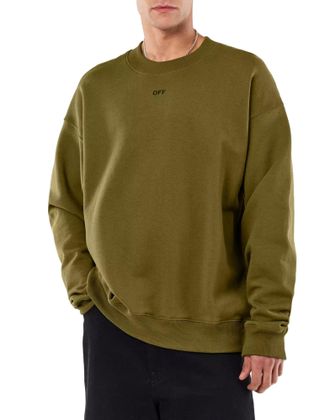 Off-white Mens Off Stamp Skate Logo Sweatshirt Green Clothing > Knitwear