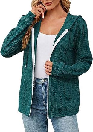 Generic Sweat-shirt léger à fermeture éclair pour femme - Joli sweat à capuche pour adolescente - Veste dautomne surdimensionnée - Vêtements décontractés à fe