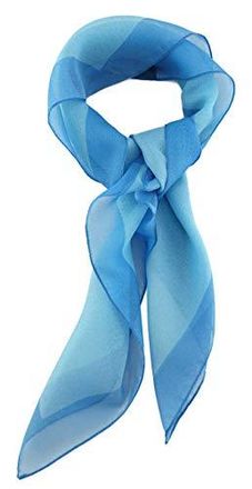 TigerTie Foulard en mousseline fine pour femme - Couleur unie - Dimensions : 58 x 58 cm, Bleu clair., One Size