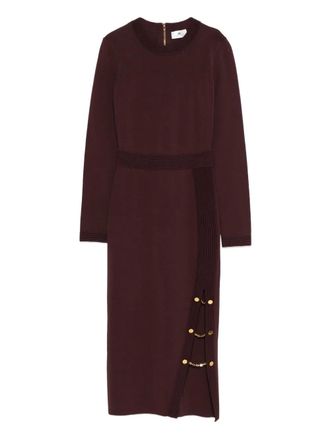 Elisabetta Franchi Kleid mit Zierkette - Braun
