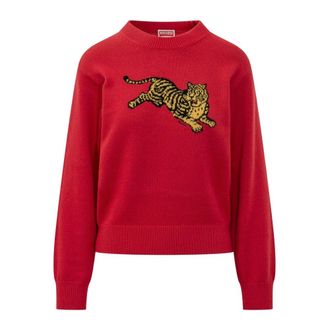Kenzo Femme, Pulls, Rouge, Taille: 38 FR Pull Tigre Kenzo