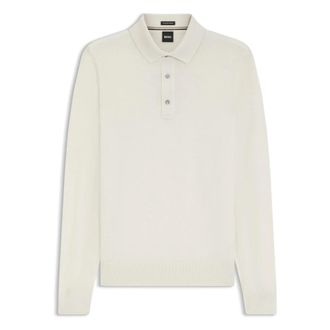 HUGO BOSS Lancione Strick-Polo - - Knitwear - Herren - Wei&szlig; - 2XL