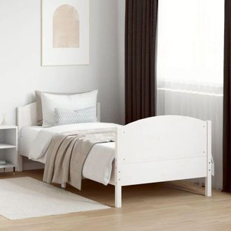 vidaXL Massivholzbett ohne Matratze Wei&szlig; 90x190 cm Kiefernholz Vidaxl