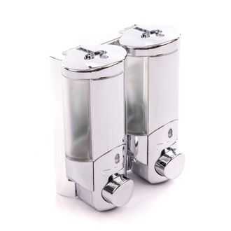 Bergland 420 ml Duo-Seifenspender - Silber - glänzend - 16 x 14,5 x 6,5 cm