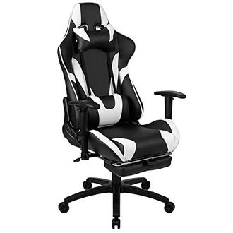 Flash Furniture X30 Gaming-Stuhl, ergonomischer B&uuml;rostuhl f&uuml;r PC- und Gaming-Setups, verstellbarer Rennsport-Stuhl mit vollst&auml;ndig verstellbarer R&uuml;ckenunterst&uuml;tzung, 