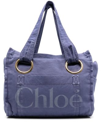 Chloé sac cabas médium à logo imprimé - Bleu