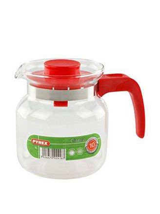 Pyrex Classic Verseuse Haute avec poign&eacute;e Rouge, en Verre, 1 Litre