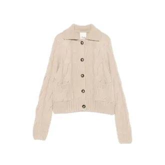 Allude Cable-knit Button-up Cardigan