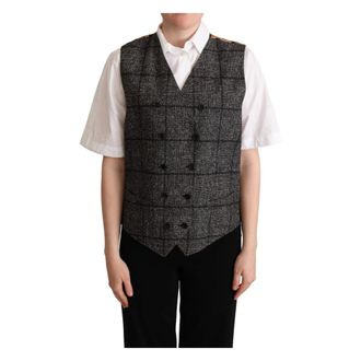 Dolce & Gabbana Femme, Vestes, Gris, Taille: 36 FR Gilet Imprim&eacute; L&eacute;opard