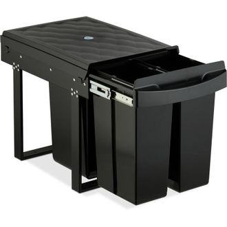 Relaxdays Relaxdays Poubelle encastrable pour la cuisine, 3 bacs, 20 litres et 10 litres, HLP : 41,3 x 34 x 51,8 cm, noire