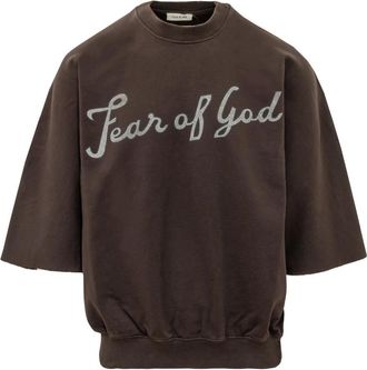 Fear of God Homme, Sweatshirts et sweats &agrave; capuche, Brun, Taille: XS 43 Cut Sleeve SweaT-shirt