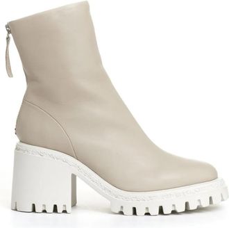 Halmanera Stiefel - Creamy Leather Ankle Boot With Chunky Block Heel - Gr. 36,5 (EU) - in Beige - für Damen