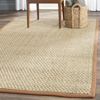 Safavieh Naturfaser Teppich f&uuml;r Wohnzimmer, Esszimmer, Schlafzimmer - Natural Fiber Collection, Kurzer Flor, Nat&uuml;rlich und braun, 122 X 183 cm
