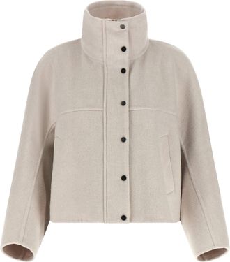 Brunello Cucinelli Virgin Wool and Cashmere Blend Coat - Beige