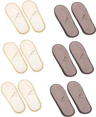 FOMIYES 12 Pantoufles Intérieures Brossé pour Adultes Chaussures Confortables pour Chambre et Salon Large Lot Mix Café et Terre Usage Unique