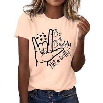 Generic Tshirt Femme T-shirt Col V Blouse Ample Casual Mode Manches Courtes Col Rond, beige, XXL