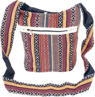 Guru Shop Kleiner Schulterbeutel, Boho Schultertasche, Tasche im Ethnostyle - Orange/bunt, Unisex - Erwachsene, Baumwolle, 25x25x12 cm