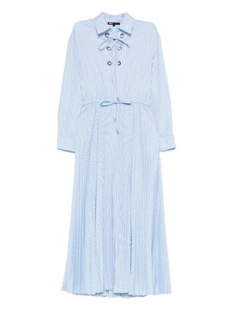 Maje robe longue &agrave; design pliss&eacute; - Bleu