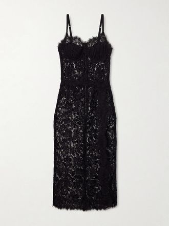 Dolce & Gabbana Lace Midi Dress - Black