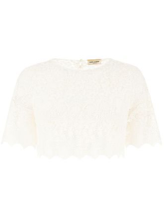 Saint Laurent Bluse aus Spitze - Wei&szlig;