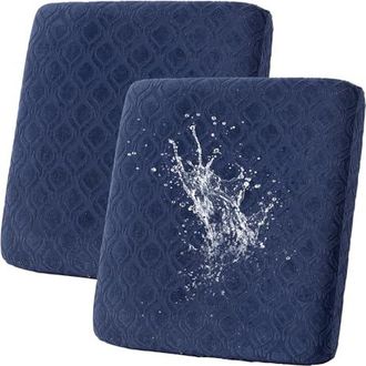Shanna Housse De Coussin Extensible Antid&eacute;rapante : 2 Places Imperm&eacute;able Jacquard, Coussin &Eacute;pais Amical Animaux Protection Meubles pour Canap&eacute; (Bleu Marine)