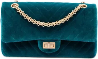 Chanel Sac bandouli&egrave;re matelass&eacute; en velours Pre-owned - Femme - Pre-owned - Bleu - Taille: ONE Size
