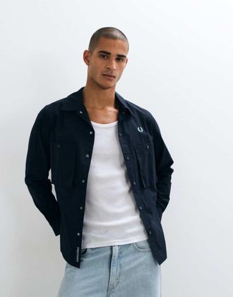 Fred Perry surchemise en coton coupe relaxed bleu marine