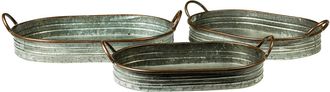 Novità Home Ensemble de 3 plateaux ovales avec poignées, gris, marron