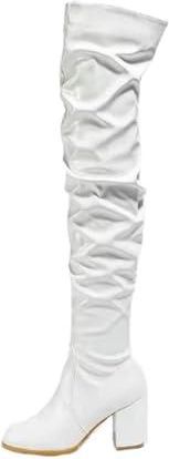 Generic Bottes longues pour femme à talon épais au-dessus du genou en cuir élégant pour fête, bureau, 1, 39.5 EU