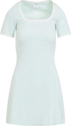 Courr&egrave;ges Femme, Robes, Bleu, Taille: 40 FR Contrast Dress